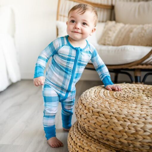Little Sleepies Blueberry Plaid Bamboo Zippy Sleeper