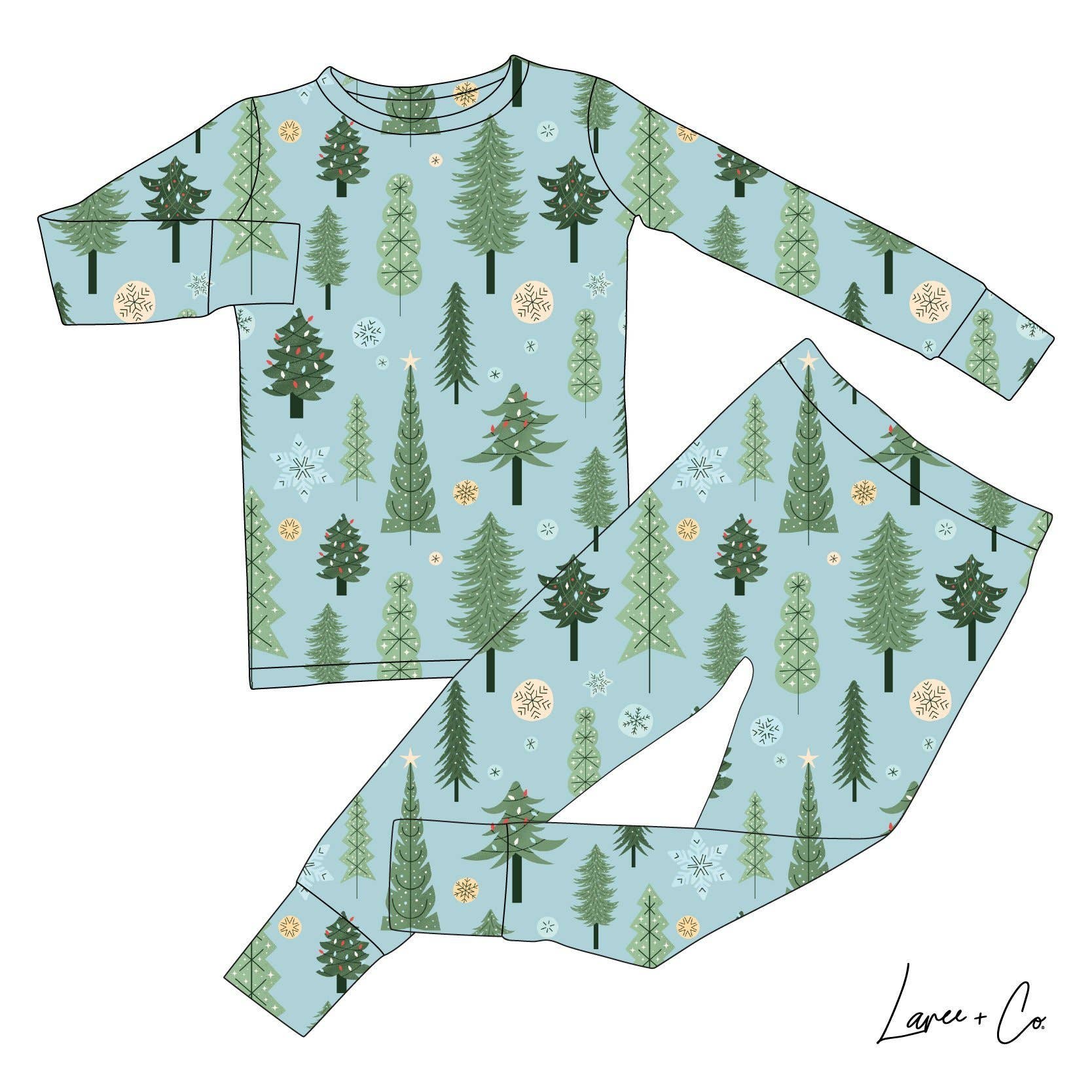 Laree + Co Christmas Tree Two-Piece Bamboo Viscose Pajama Set