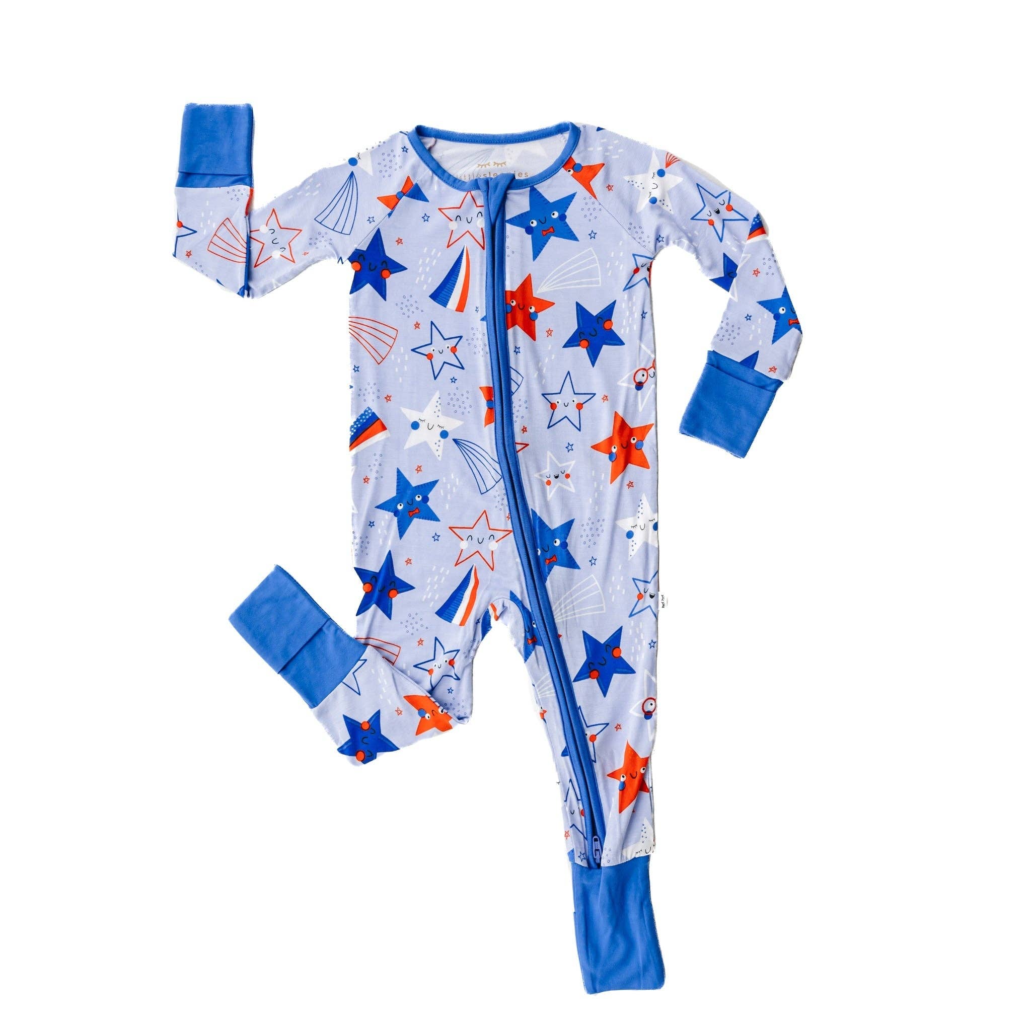 Little Sleepies Blue Stars & Stripes Bamboo Viscose Zippy