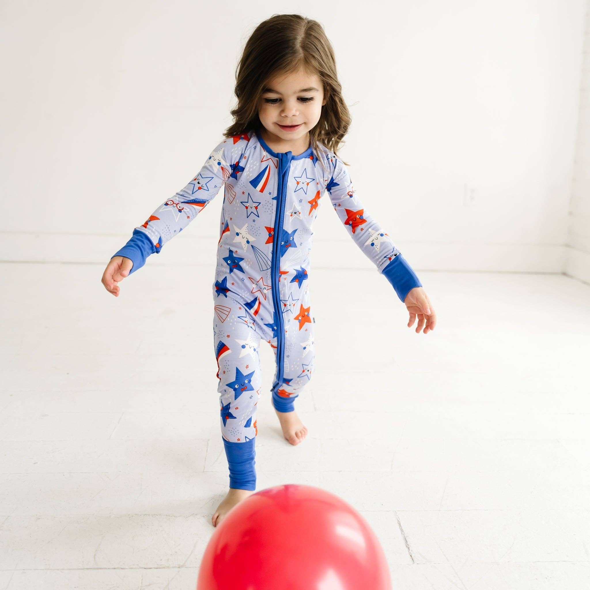 Little Sleepies Blue Stars & Stripes Bamboo Viscose Zippy