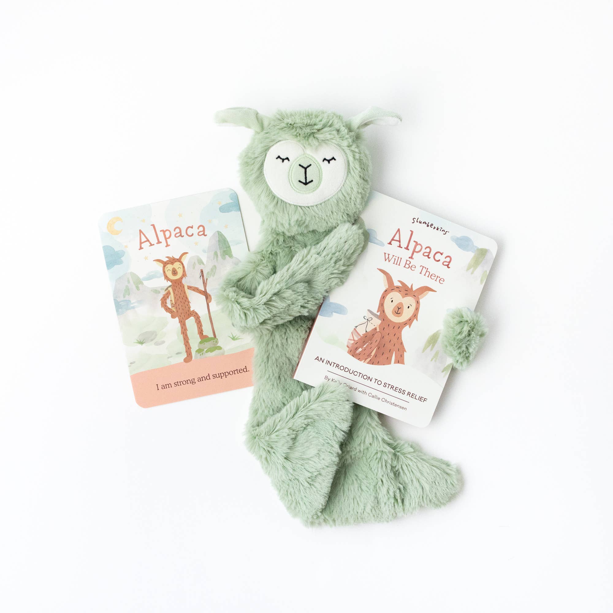 Slumberkins Seafoam Alpaca Snuggler and Board Book Stress Relief Bundle