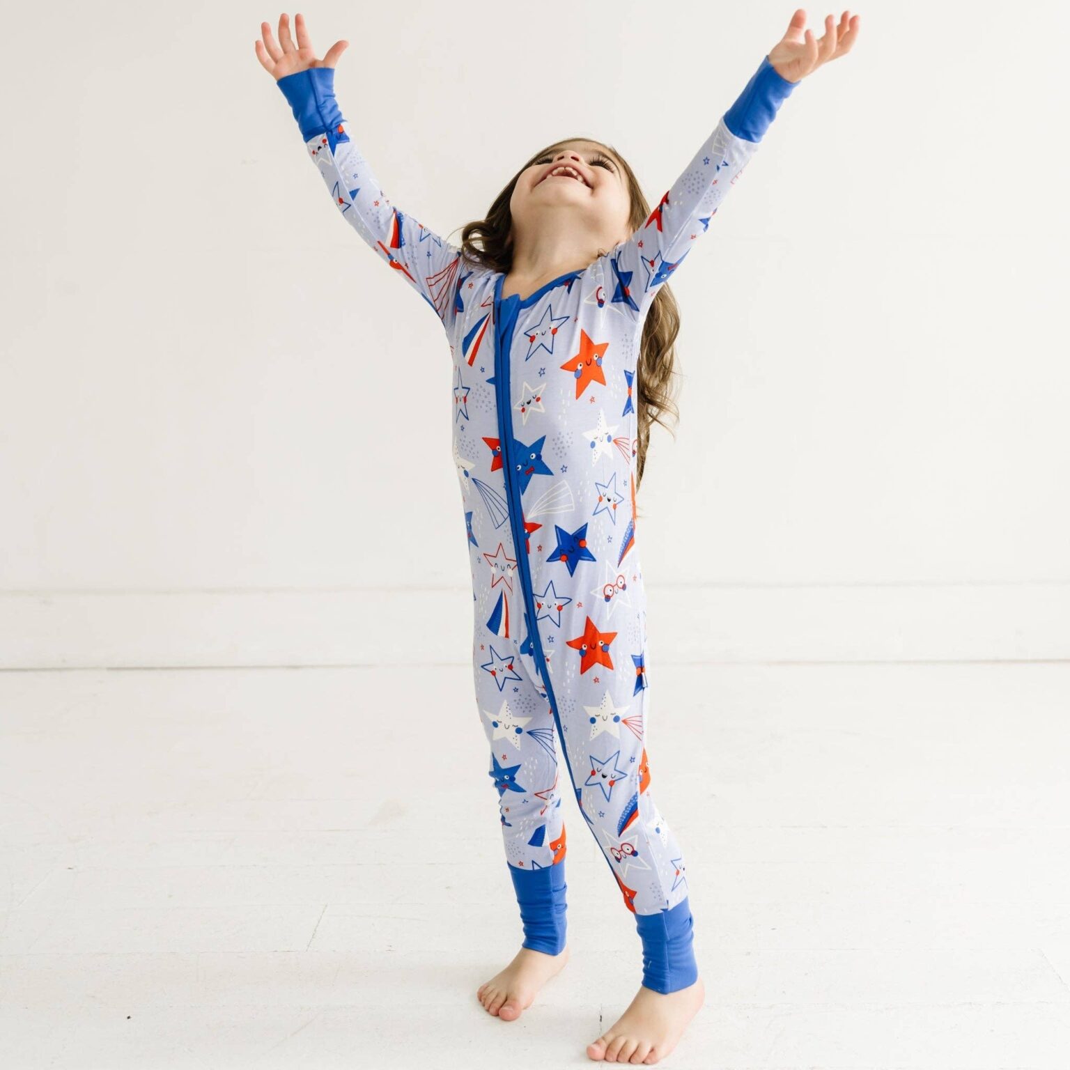 Little Sleepies Blue Stars & Stripes Bamboo Viscose Zippy