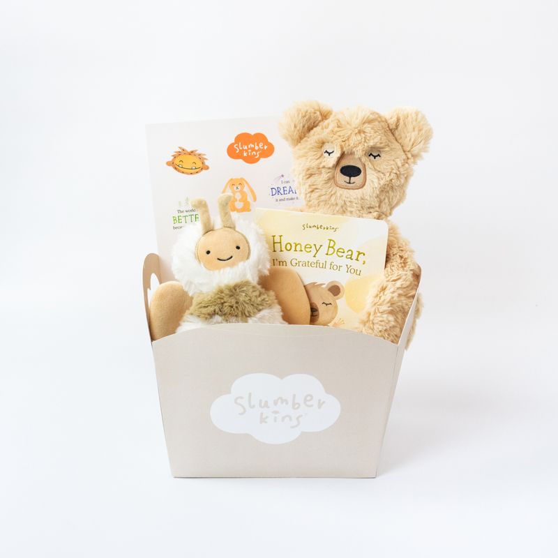 Slumberkins Honey Bear Kin and Bee Mini Gratitude Gift Basket – Blossom
