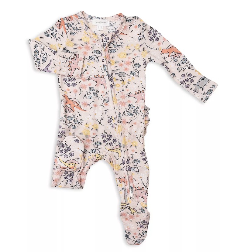 Angel Dear Ditsy Dino Bamboo Viscose Ruffle Footie