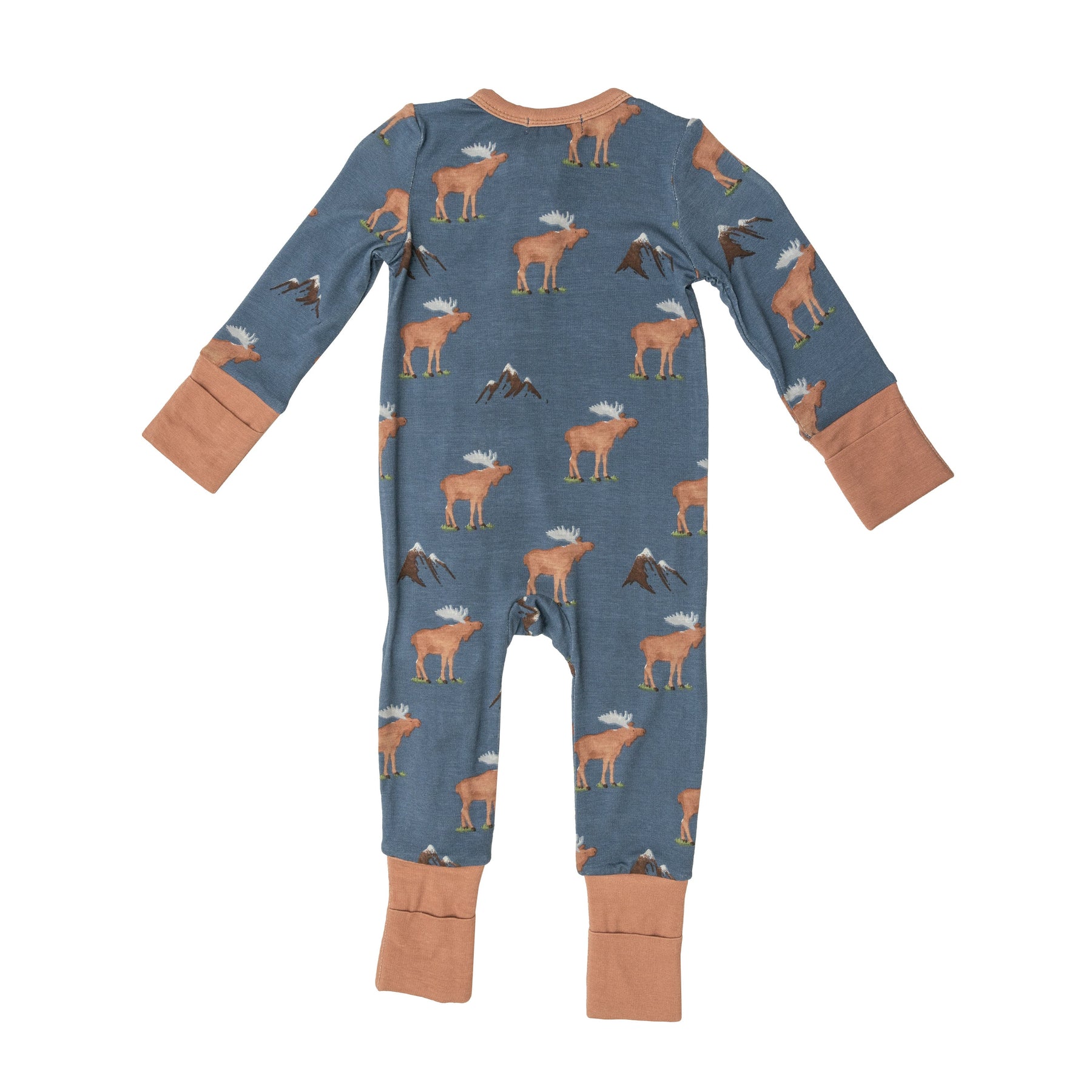 Angel Dear Blue Moose Bamboo Viscose Zipper Romper