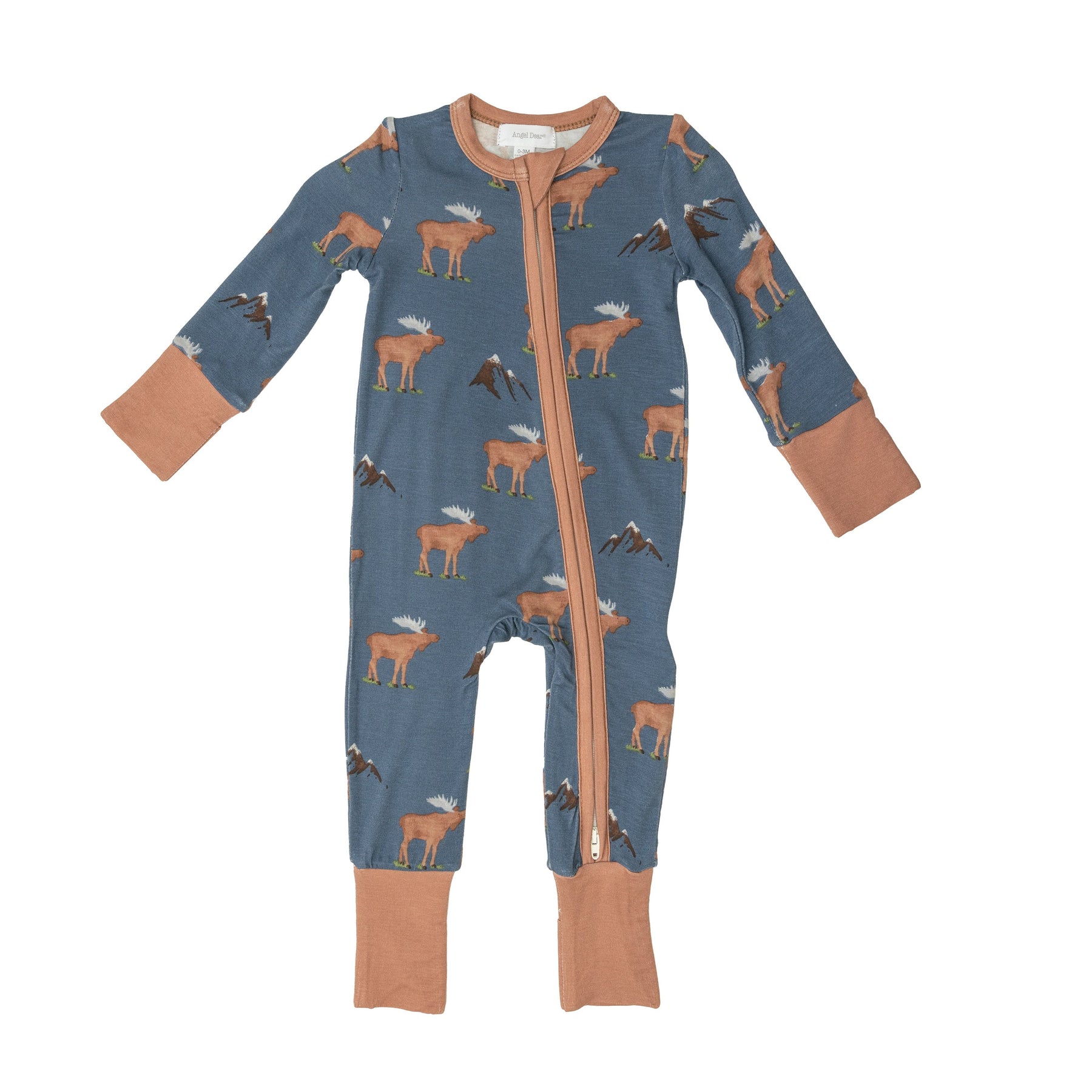 Angel Dear Blue Moose Bamboo Viscose Zipper Romper