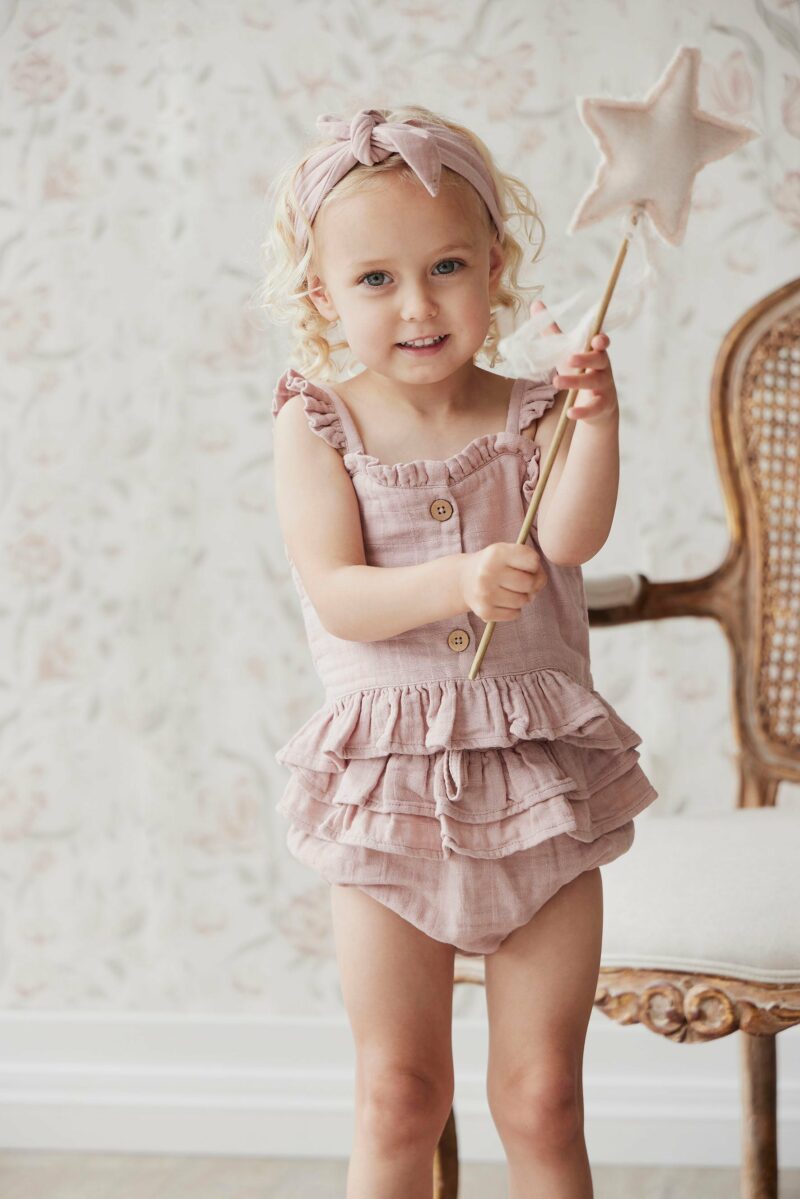 Jamie Kay Organic Cotton Muslin Frill Bloomer in Mauve Shadow – Blossom