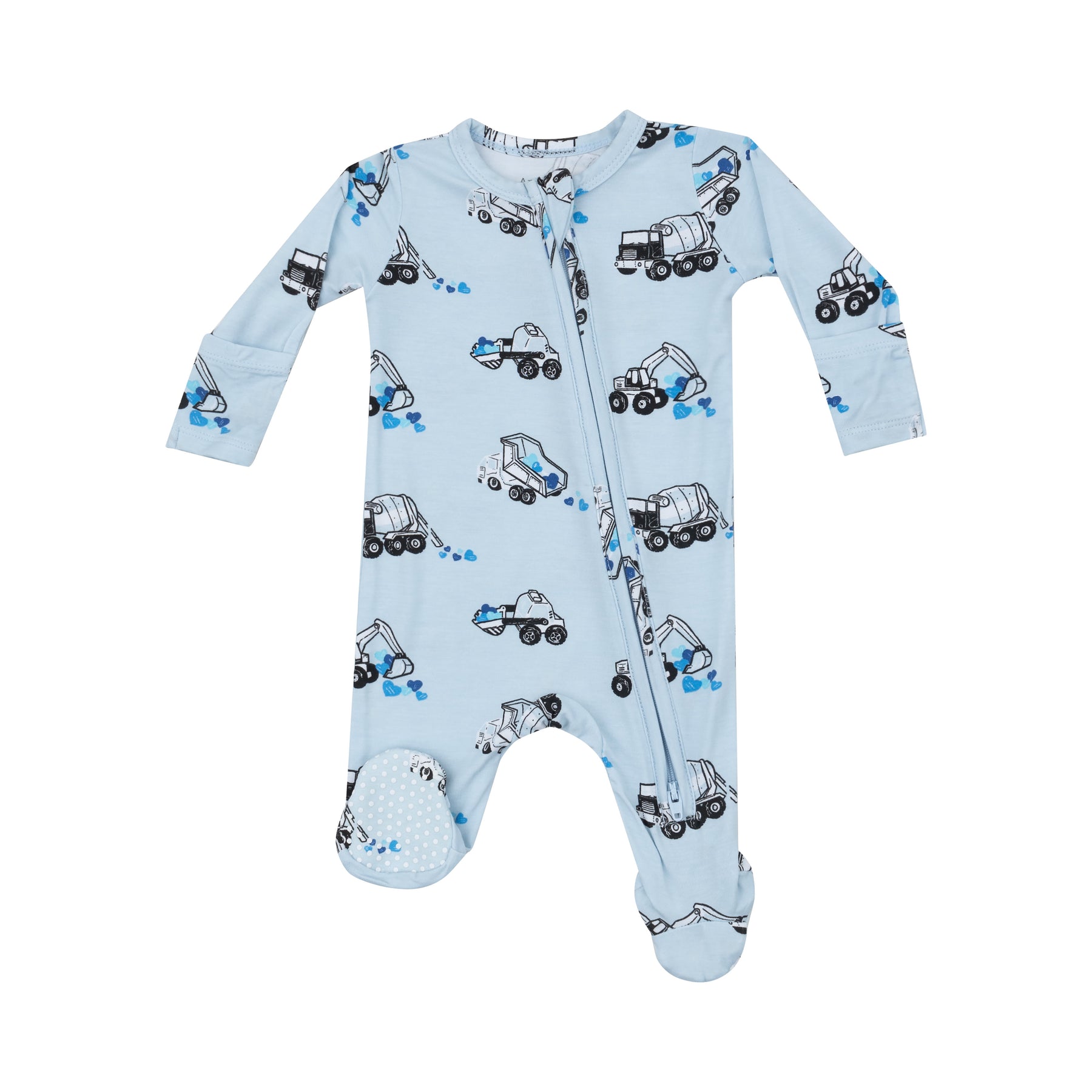 Angel Dear Truck Load of Love Bamboo Viscose Zipper Footie – Blossom