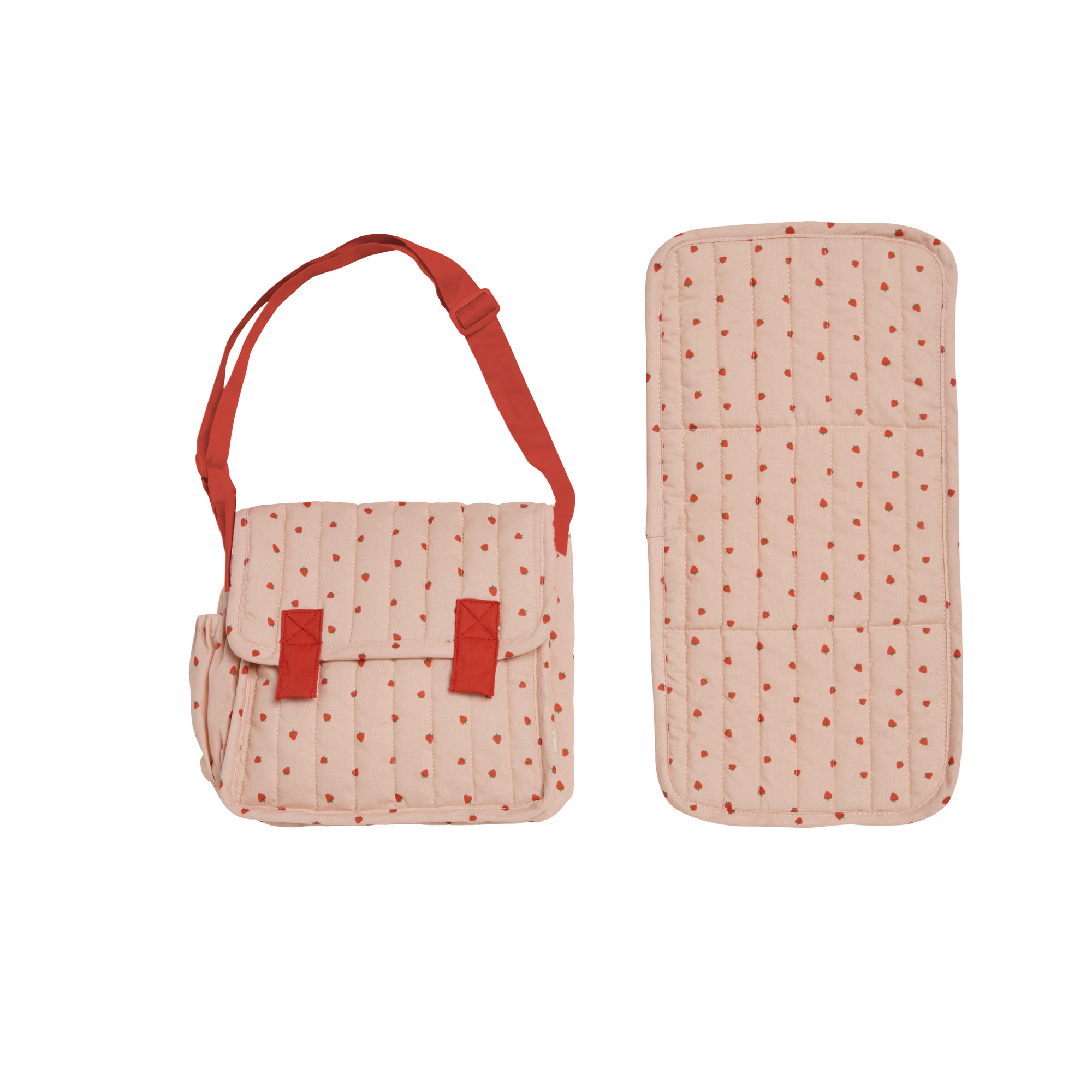 Olli Ella Carrie Convertible Changing Bag & Mat Strawberry