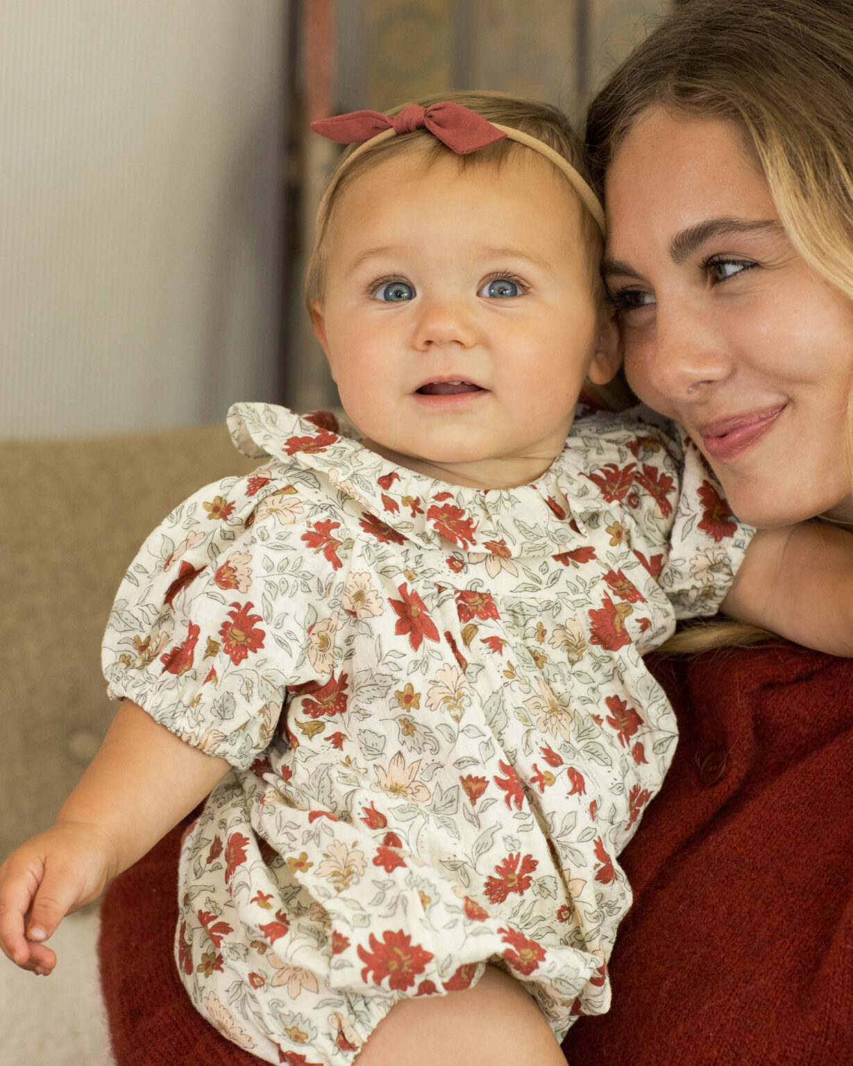 Rylee & Cru Lula Romper In Holiday Floral