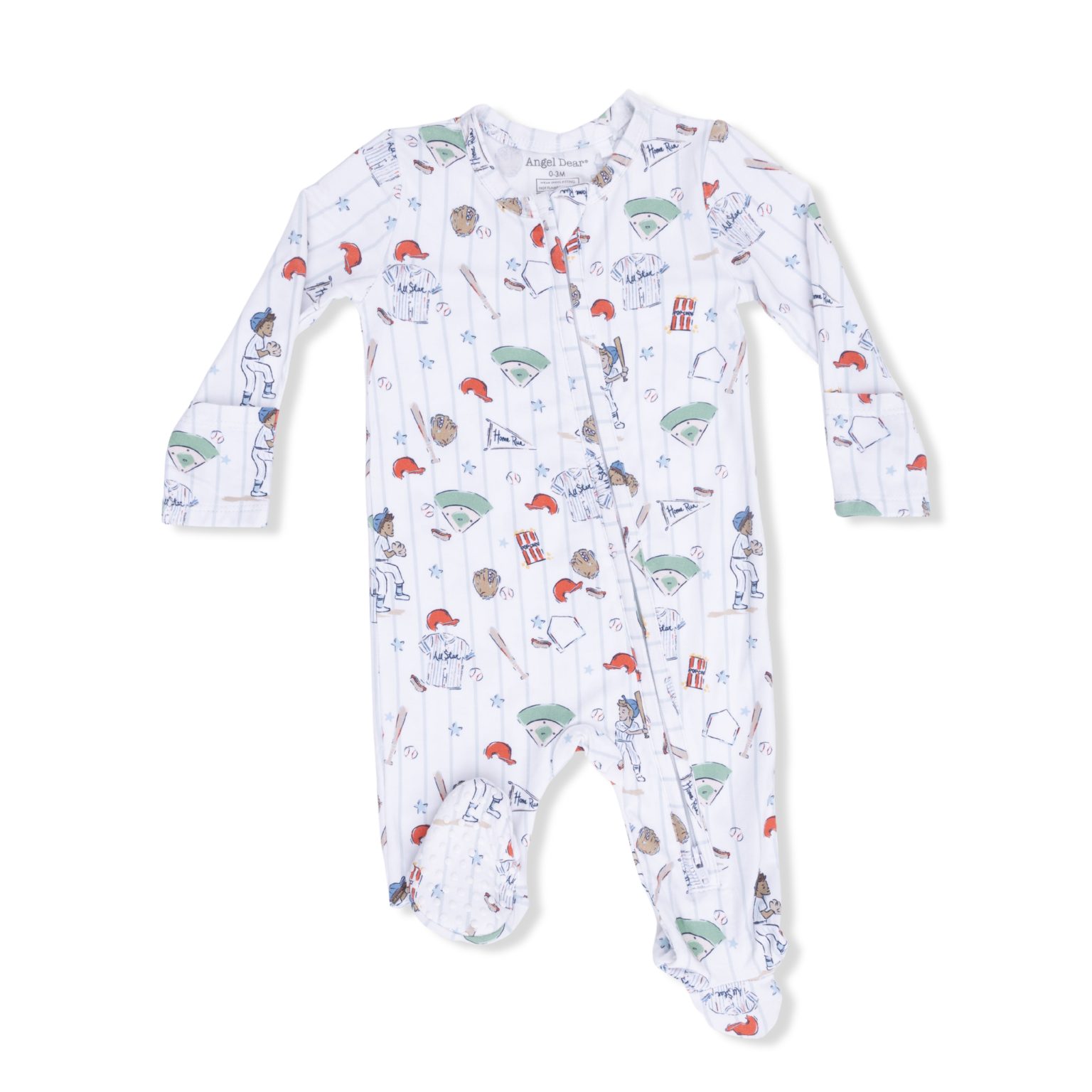 Angel Dear Home Run Baseball Bamboo Viscose Zippered Footie